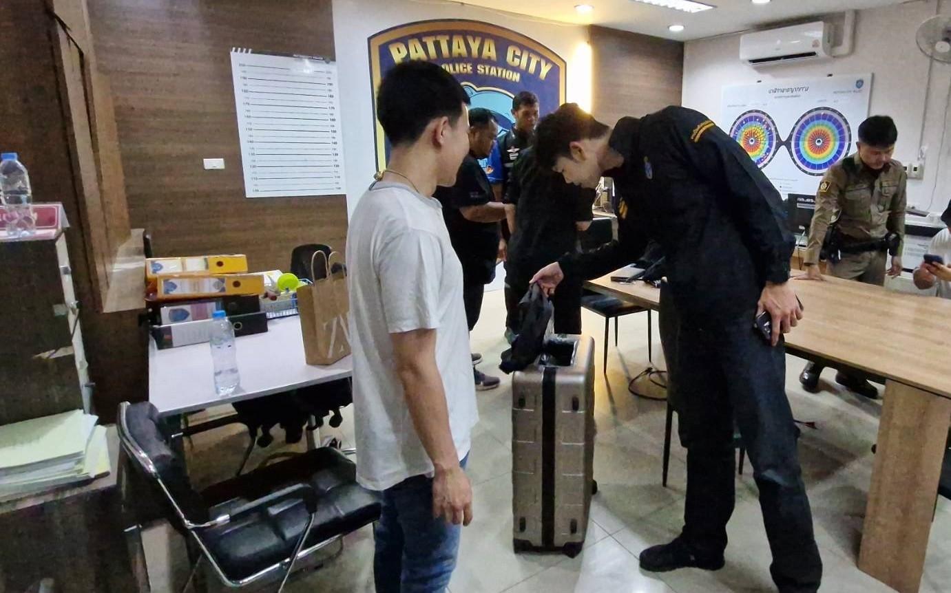 Mongolian Man Allegedly Caught Stealing Brand Name Products in Pattaya Mall Using Luggage With ...